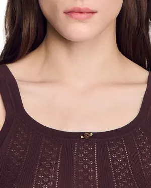 Sandro Aloe Cotton Blend Pointelle Tank
