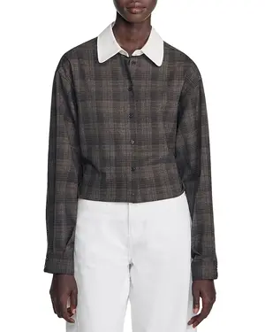 Sandro Dakota Contrast Collar Pleated Back Shirt