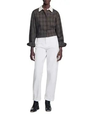 Sandro Dakota Contrast Collar Pleated Back Shirt
