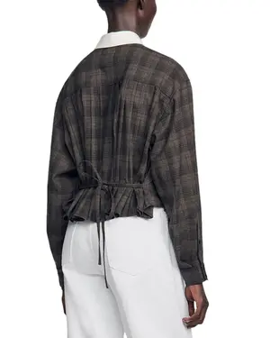 Sandro Dakota Contrast Collar Pleated Back Shirt