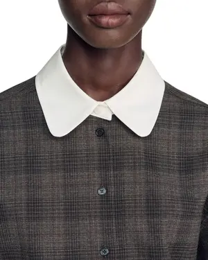 Sandro Dakota Contrast Collar Pleated Back Shirt