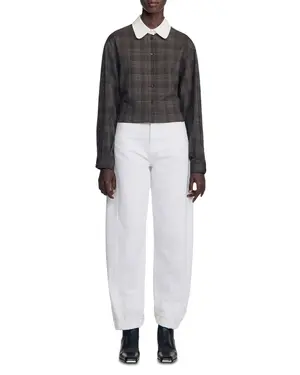 Sandro Dakota Contrast Collar Pleated Back Shirt