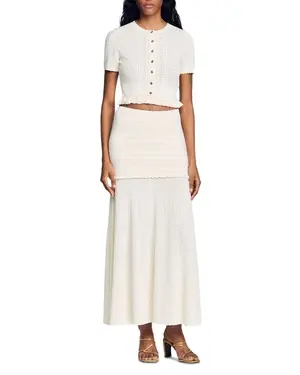 Sandro Cassalara Mixed Pointelle Knit Maxi Skirt