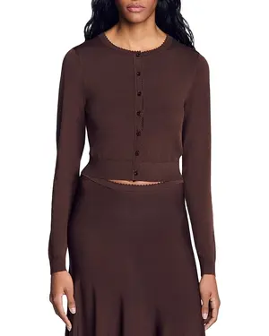 Sandro Giovanni Semi Sheer Cropped Cardigan