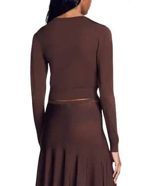 Sandro Giovanni Semi Sheer Cropped Cardigan