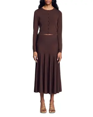 Sandro Giovanni Semi Sheer Cropped Cardigan