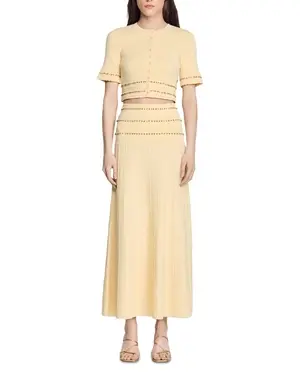 Sandro Embellished Knit Maxi Skirt