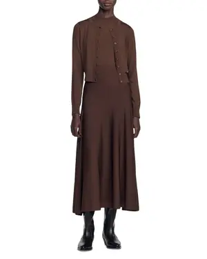 Sandro Giovanna Semi Sheer Maxi Skirt