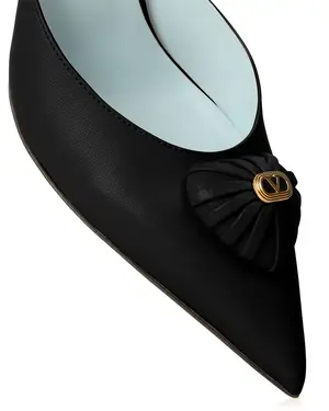 Valentino Garavani Embellished Leather D'orsay Pumps - Black
