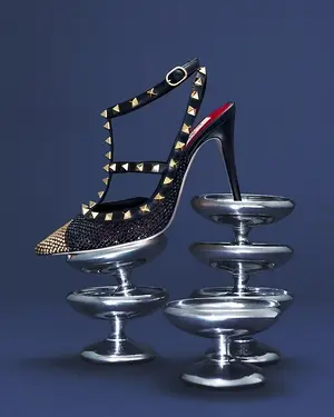 Valentino Garavani Studded Leather Ankle Strap Pumps