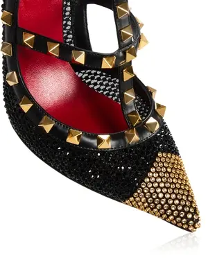 Valentino Garavani Studded Leather Ankle Strap Pumps