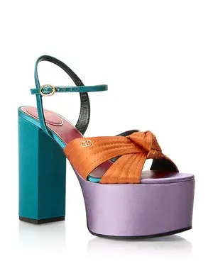 Valentino Garavani Leather Platform Sandals - Orange Mule