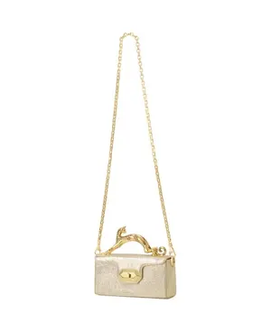 LANVIN Pencil Cat Nano Bag In Crackled Metallic Leather