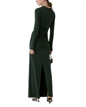 Carolina Herrera Long Sleeve Ruched Maxi Dress