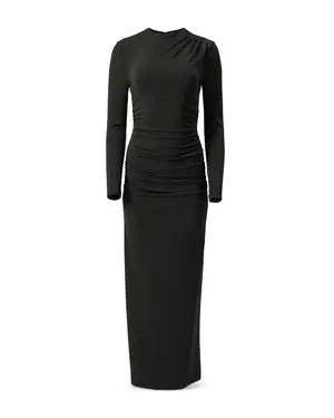 Carolina Herrera Long Sleeve Ruched Maxi Dress