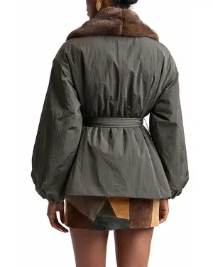 Avec Les Filles Faux Fur Trim Coat