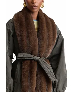 Avec Les Filles Faux Fur Trim Coat