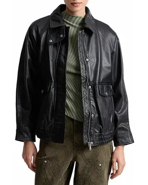 Avec Les Filles Leather Bomber Jacket