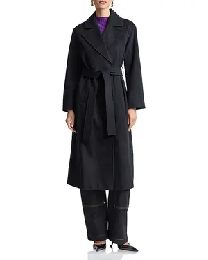 Avec Les Filles Avec Les Filles Slouchy Belted Overcoat Black
