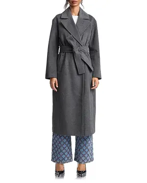 Avec Les Filles Slouchy Belted Overcoat - Pebble