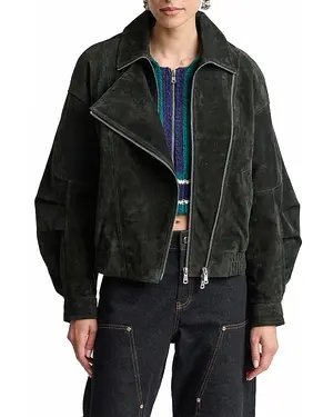 Avec Les Filles Suede Layered Bomber Jacket