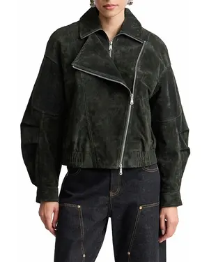 Avec Les Filles Suede Layered Bomber Jacket