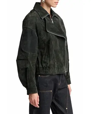 Avec Les Filles Suede Layered Bomber Jacket