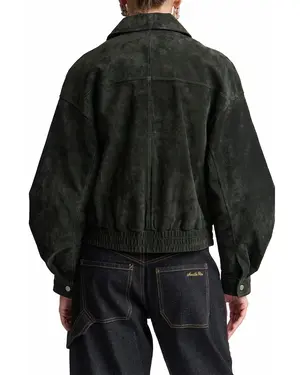 Avec Les Filles Suede Layered Bomber Jacket