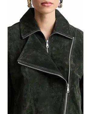 Avec Les Filles Suede Layered Bomber Jacket