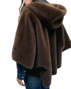 Gerard Darel Amel Faux Fur Cape Coat