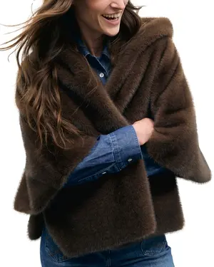 Gerard Darel Amel Faux Fur Cape Coat