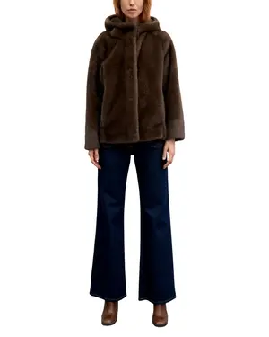 Gerard Darel Agate Hooded Faux Fur Coat