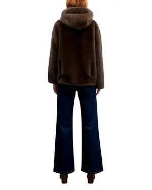 Gerard Darel Agate Hooded Faux Fur Coat