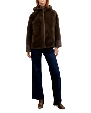 Gerard Darel Agate Hooded Faux Fur Coat