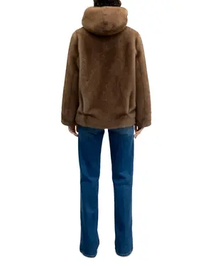 Gerard Darel Agate Hooded Faux Fur Coat - Sand