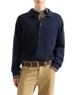 7 For All Mankind Long Sleeve Cashmere Polo - Cashmere Midnight