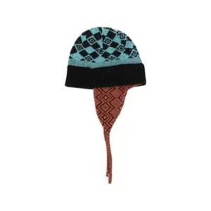 Dries Van Noten Geometric Pattern Knit Trapper Hat - Black