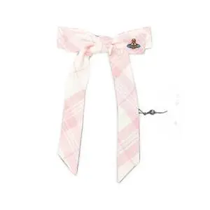 VIVIENNE WESTWOOD Check Pattern Bow Detail Hair Accessory - Cream