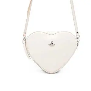 VIVIENNE WESTWOOD Calf Leather Heart Tote Bag - White