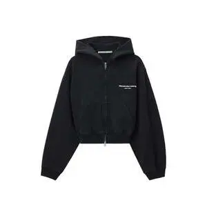 Alexander Wang Cotton Hooded Zip Up Sweatshirt