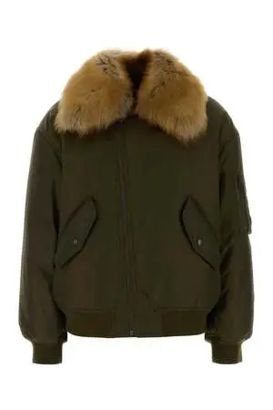 Saint Laurent Khaki Nylon Bomber Jacket - Green