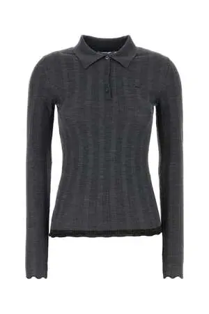 Prada Grey Wool Blend Polo Shirt - Gray