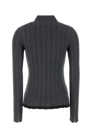 Prada Grey Wool Blend Polo Shirt