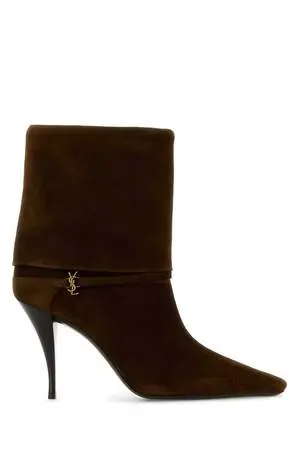 Saint Laurent Vicky 90 Bootie - Brown