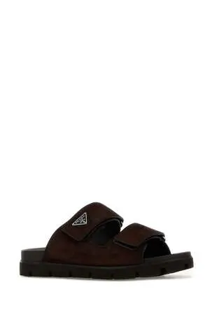 Prada Dark Suede Slippers