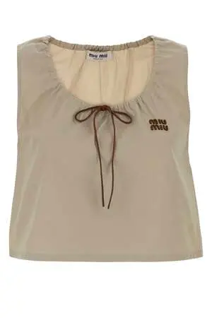 Miu Miu Sand Panama Top - Brown