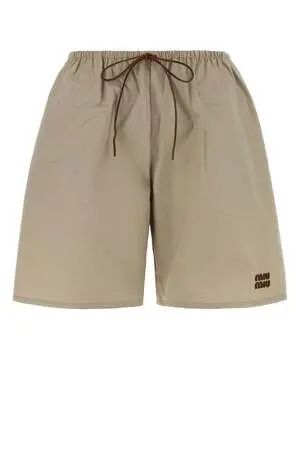 Miu Miu Sand Poplin Bermuda Shorts - Brown