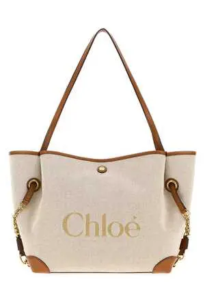 Chloé Sand Canvas Clover Shopping Bag - Brown