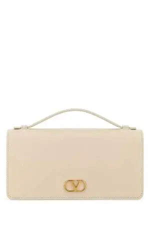 Valentino Garavani Ivory Leather Vlogo Signature Handbag - White