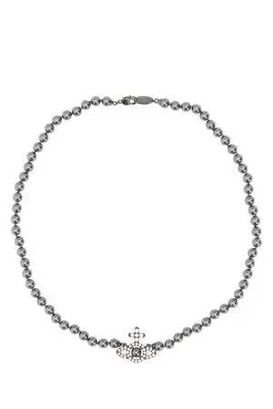 VIVIENNE WESTWOOD Dark Grey Pearls Olympia Necklace - Gray